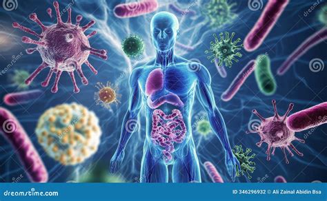 Human Body With Microorganisms Stock Illustration Illustration Of