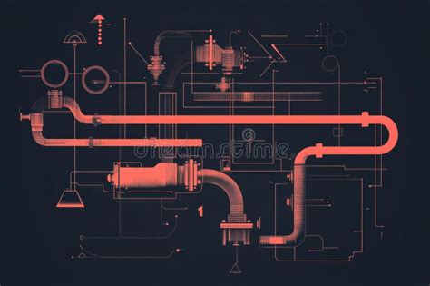 Gas Pipeline Flow Infographic Illustrating A Minimalist Design And Engineering Layout For Energy