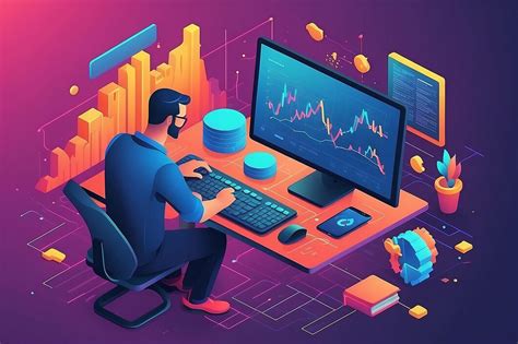 Premium Photo Flat Isometric Illustration Concept Of Man Working On Computer Data Analysis