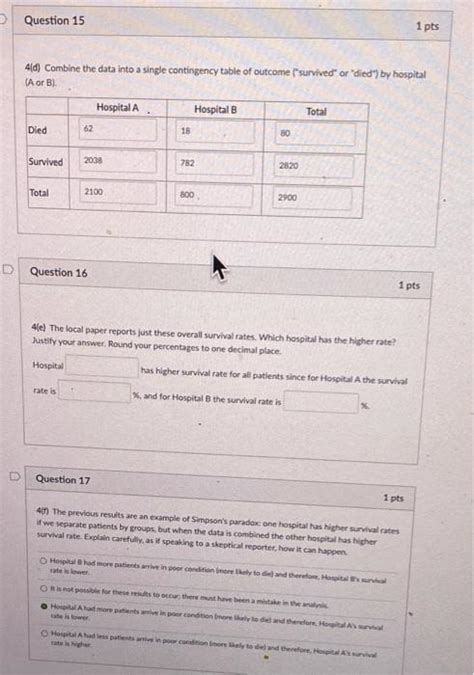 solved 4 d combine the data into a single contingency table