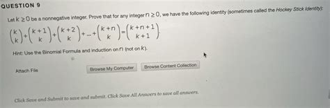 solved question 9 letk 0 be a nonnegative integer prove