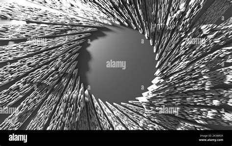3d Rendering Of Circularly Arranged Blades With Jagged Surface Forming A Shutter In Grayscale A