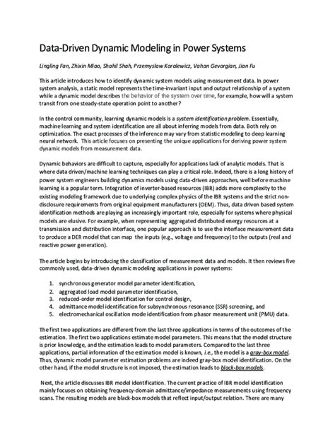 Fillable Online Data Driven Dynamic Modeling In Power Systems Fax Email