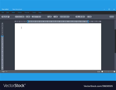 Text Editor In Dark Theme With Blank Page Digital Vector Image
