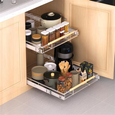 Kikibro Expandable Pull Out Drawer Cabinet Organizer