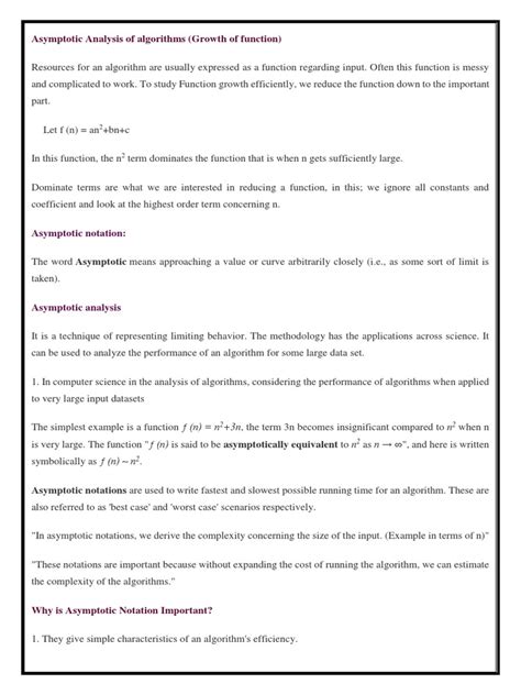 Asymptotic Analysis Of Algorithms Growth Of Function Descargar