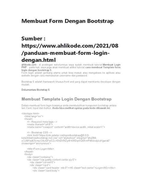 membuat form dengan bootstrap pdf