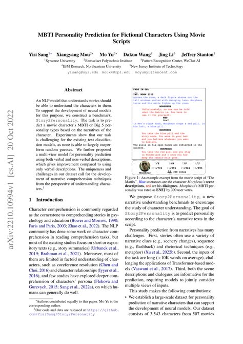 pdf mbti personality prediction for fictional characters using movie