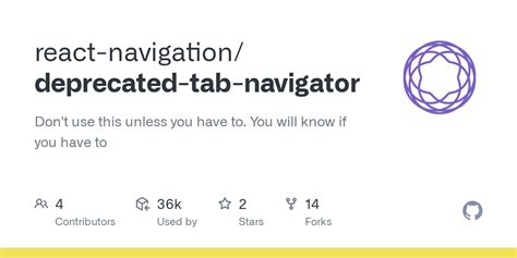 github react navigation deprecated tab navigator don t use this