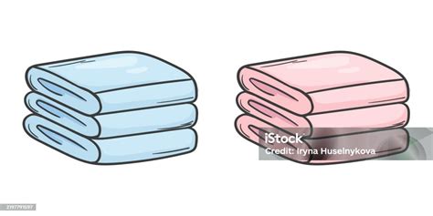 소년과 소녀를 위한 분홍색과 파란색 수건 더미 색깔 벡터 그림 고립된 통하고 있는 백색 배경 아동 도서 스티커 포스터의 편집 가능한 이미지 0명에 대한 스톡 벡터 아트 및