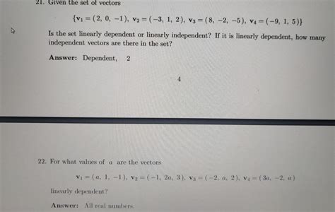 Solved 21 Given The Set Of Vectors V1 2 0 1 V2 Chegg Com