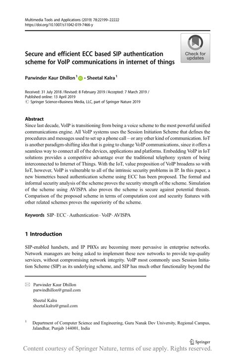 Secure And Efficient Ecc Based Sip Authentication Scheme For Voip