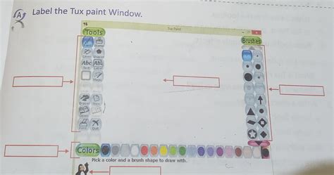 A Label The Tux Paint Window Uparrow Filo