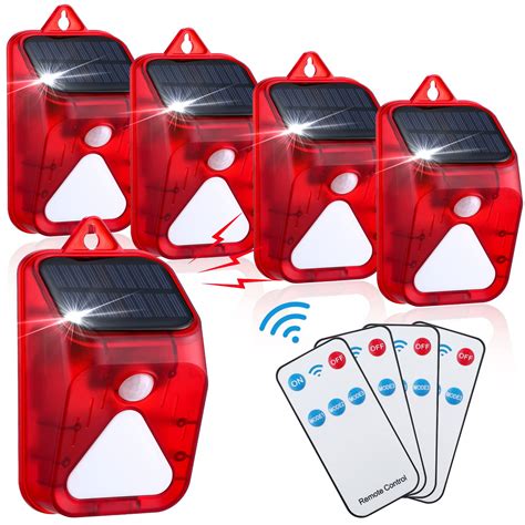 buy 4 pack solar sound and light alarm motion sensor solar strobe light