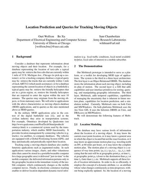 Pdf Location Prediction And Queries For Tracking Moving Objects