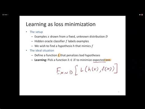 Free Video Learning As Loss Minimization In Machine Learning Lecture