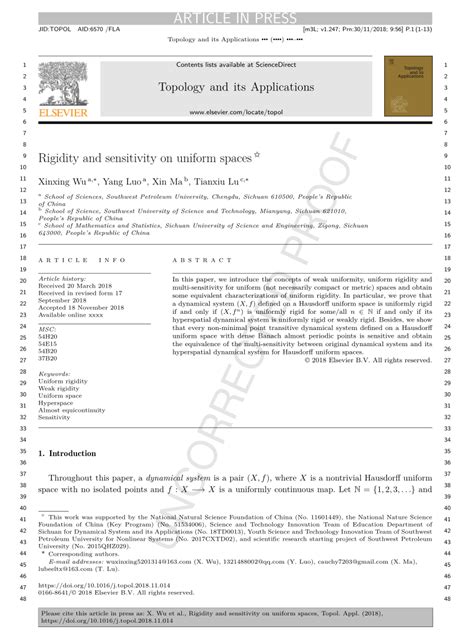 PDF Rigidity And Sensitivity On Uniform Spaces