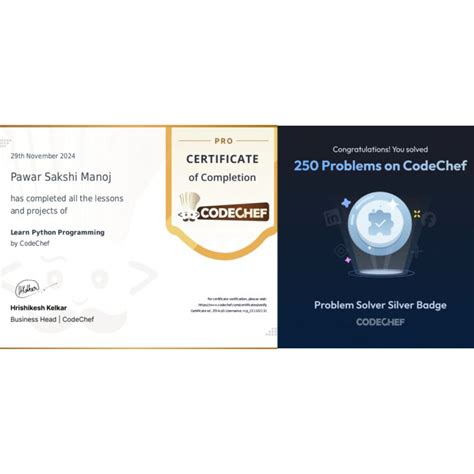 Codechef Silverbadge Codingcertificate Problemsolving Sakshi Pawar