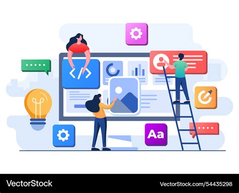 Developers Building Website User Interface Front Vector Image