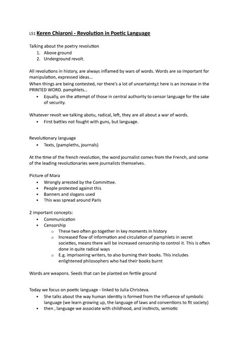 Module 5 Lecture Notes 5 Ls1 Keren Chiaroni Revolution In Poetic