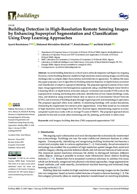 Pdf Building Detection In High Resolution Remote Sensing Images By