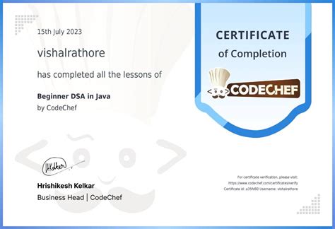 Codechef Certificate Vishalrathore Vishal Rathore