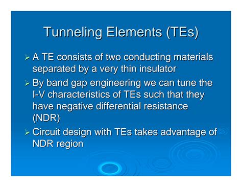 Solution Nanoelectronics With Tunneling Devices Tunnel Effect And Tunneling Elements