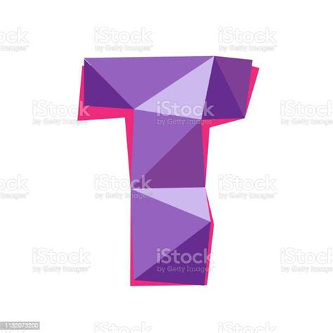 종이 접기 스타일의 문자 T의 벡터 일러스트입니다 다각형 다채로운 문자 0명에 대한 스톡 벡터 아트 및 기타 이미지 0명 3차원 형태 개념 Istock