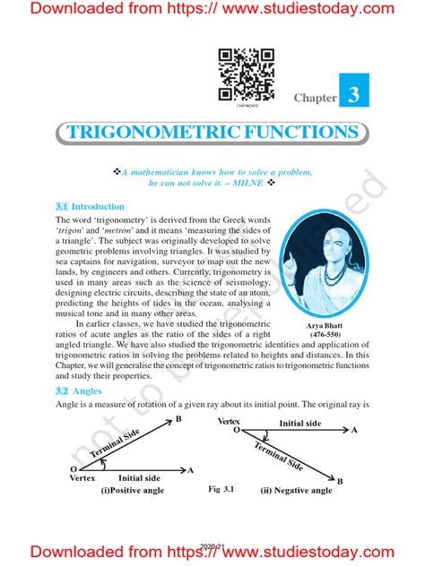 Ncert Class 11 Maths Trigonometric Functions Questions Pdf