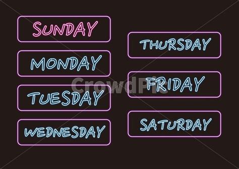 네온 요일 일러스트 네온사인 글자 사진 이미지 일러스트 캘리그라피 꼬미ggomi작가