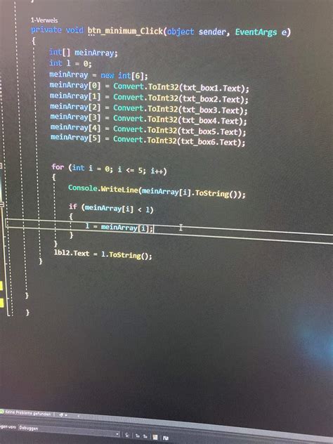 C Kleinste Zahl Eines Arrays Ausgeben Computer Programmieren C Sharp