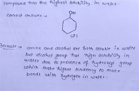 [solved] Which Compound Has The Highest Solubility In Water Ch3 Oh Nh2 Course Hero