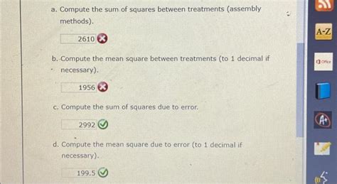solved a compute the sum of squares between treatments