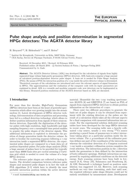 Pdf Pulse Shape Analysis And Position Determination In · Pulse
