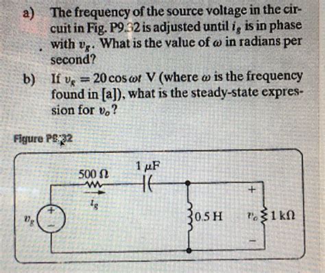 Solved The Frequency Of The Source Voltage In The Circuit In Chegg