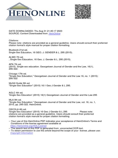 16 Geo Jgender L295 Pdf Equal Protection Clause Sex Segregation