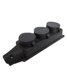 Розетка каучуковая IEK трехместная с крышками 230В 2P+E 16А IP44 ...