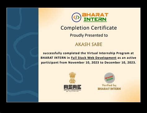 Akash Sabe On Linkedin Bharatinternship Careerachievement