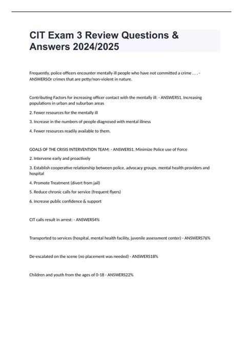 Cit Exam 3 Review Questions And Answers 2024 2025 Cit Stuvia Us