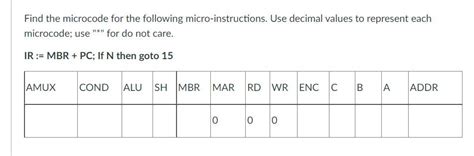 Find The Microcode For The Following Chegg Com