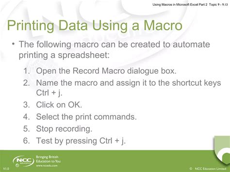 using macros in microsoft excel part 2 ppt business accounting