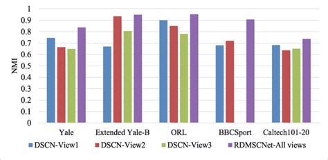 clustering performance comparison between dscn [40] with each view and
