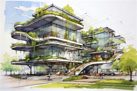 Premium Ai Image Urban Architecture Sketch Generative Ai