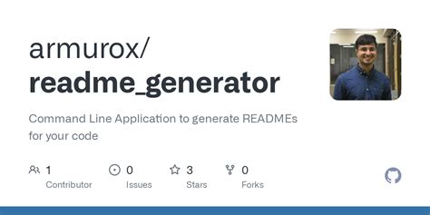 Github Armurox Readme Generator Command Line Application To Generate