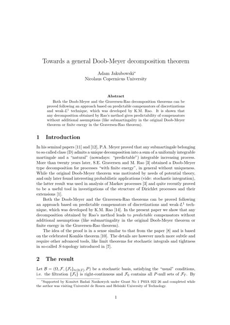 Pdf Towards A General Doob Meyer Decomposition Theorem