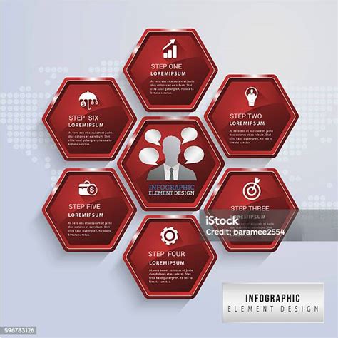 레드 컬러 모던 3d 육각 형 인포 그래픽 단추 봉제 제품에 대한 스톡 벡터 아트 및 기타 이미지 단추 봉제 제품 육각형 0명 Istock
