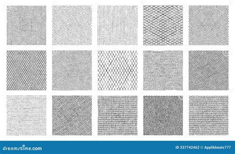Set Of Crosshatch Texture Isolated Hand Drawn Line Texture Cartoon Vector