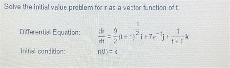 Solved Solve The Initial Value Problem For R ﻿as A Vector