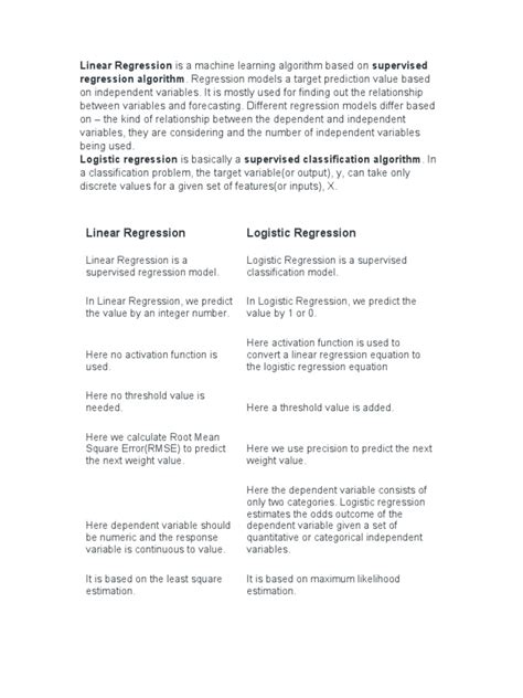 Linear Regression Vs Logistic Regression Pdf