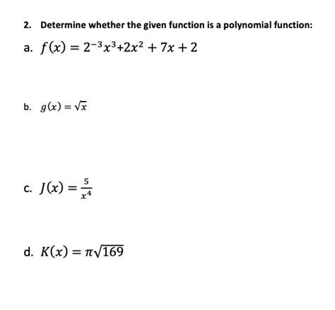 solved 2 determine whether the given function is a